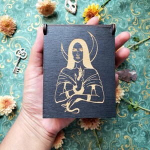 Hecate Witch Rune Wood Box| 13 Witch Runes | Hekate | Black Painted ...