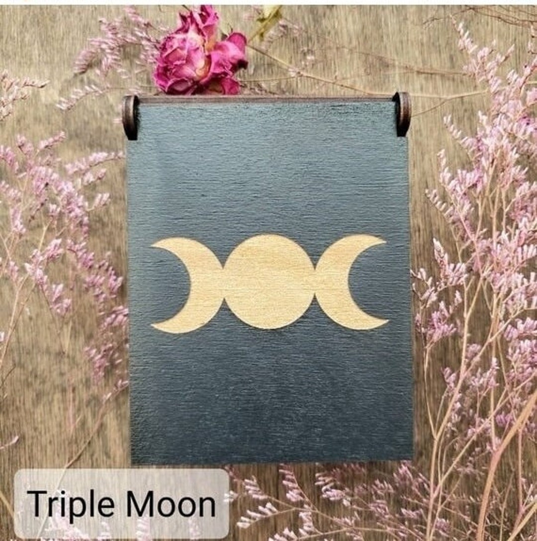 Triple Moon Rune Box | 13 Witch Runes | Black Painted Wood | Laser Cut ...