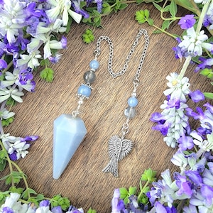 Angelite Angel Wings Pendulum | Blue Stone | Labradorite | Psychic ...