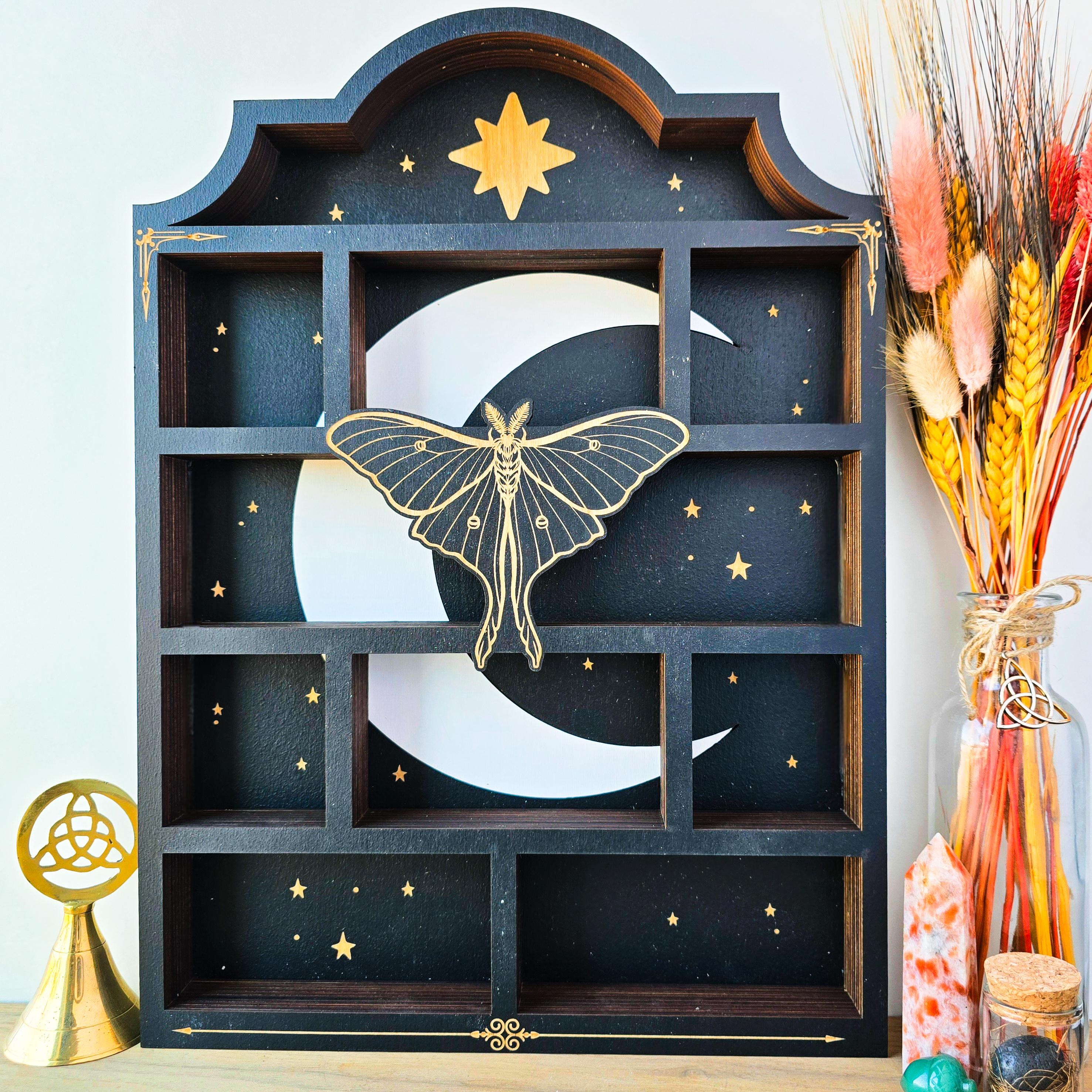 Luna Moth Shelf | Apothecary Cabinet | Crystal Shelf | Oddities Display ...