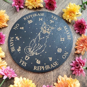 Black Cat Wood Pendulum Board | Laser Engraved | Divination | Scrying ...