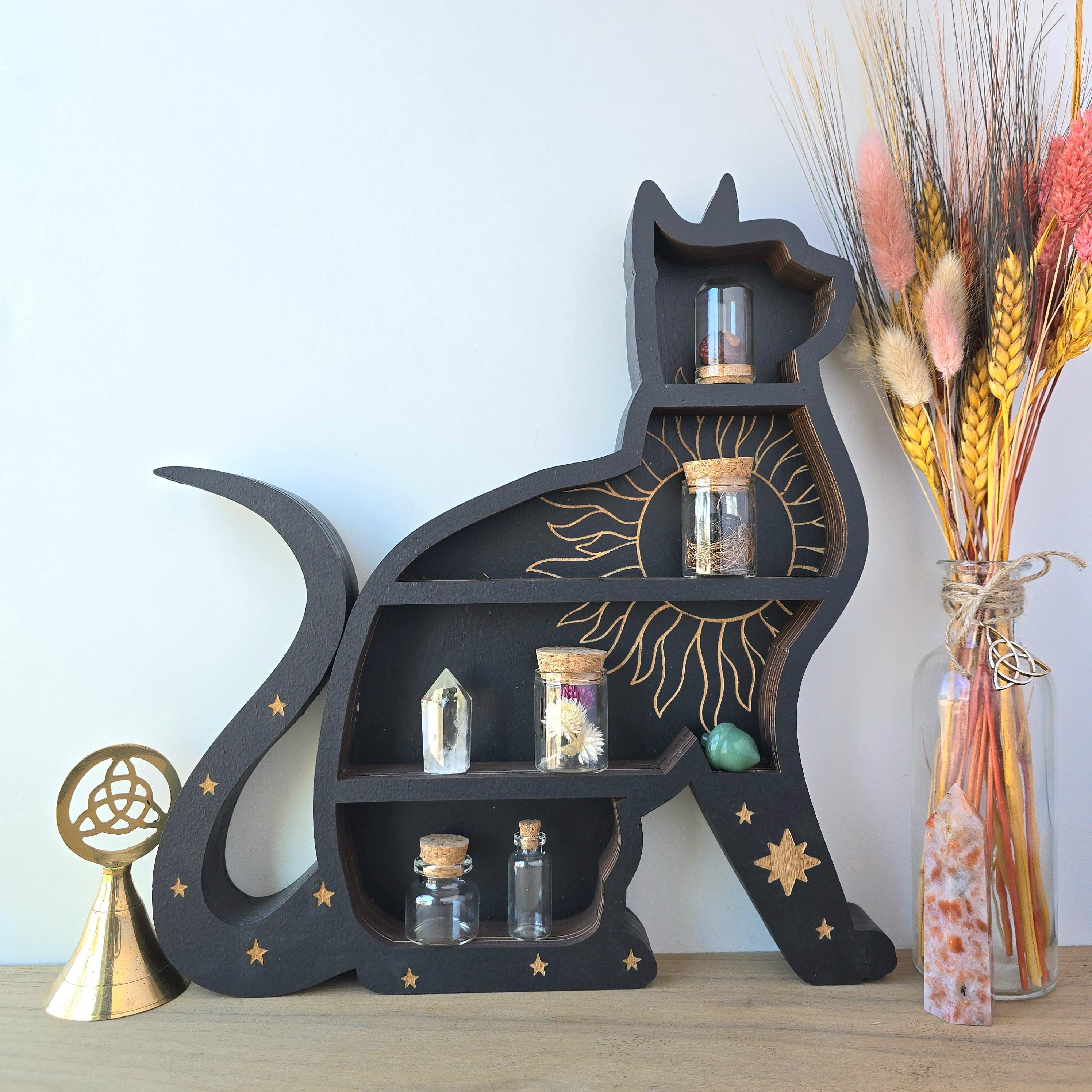 Wood Sitting Cat Shelf | Crystal Shelf | Oddities Display | Crystal ...