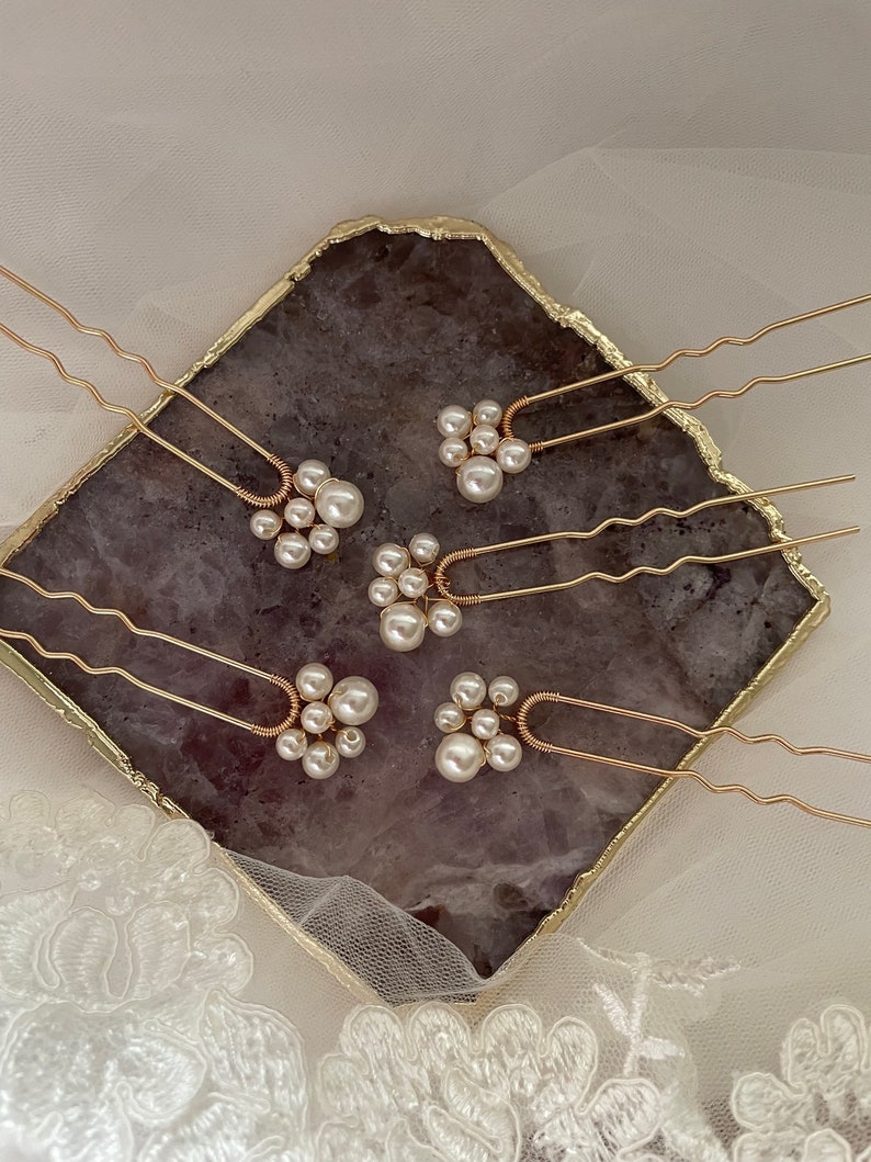 Pearl Hair Pins: Bridal Wedding Hair Piece, Set of 5 - Etsy