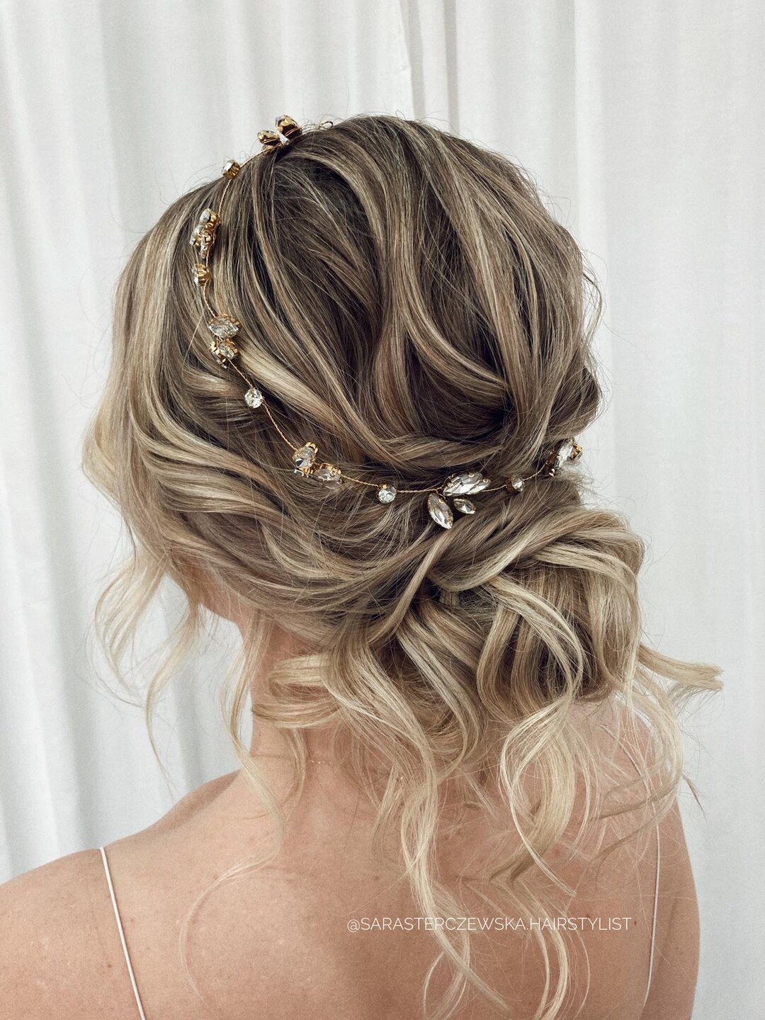 Bridal Hair Vine: Gold Crystal & Pearl Wedding Hairpiece - Etsy
