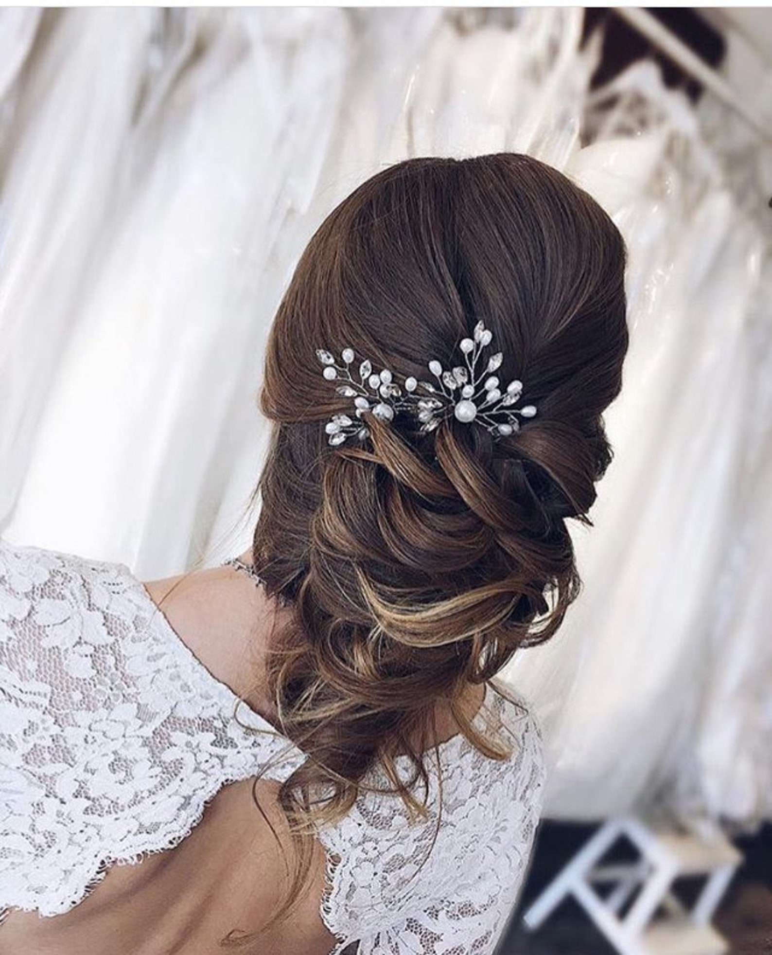 Bridal Hair Pins Wedding Hair Pins Set of Two Silver Bridal - Etsy