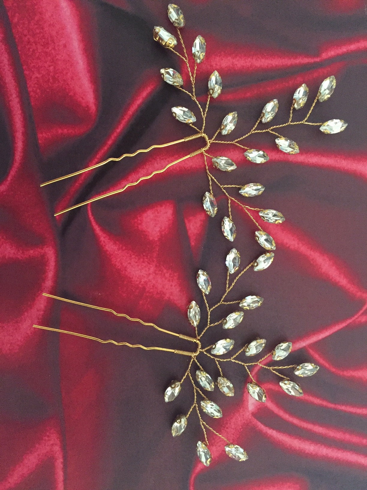 Crystal Hair Pins Bridal Hair Pins Wedding Hair Pins Silver | Etsy