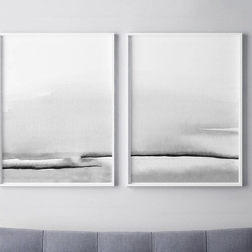 Set of 2 Prints Printable Wall Art Gray Prints Gray Wall | Etsy