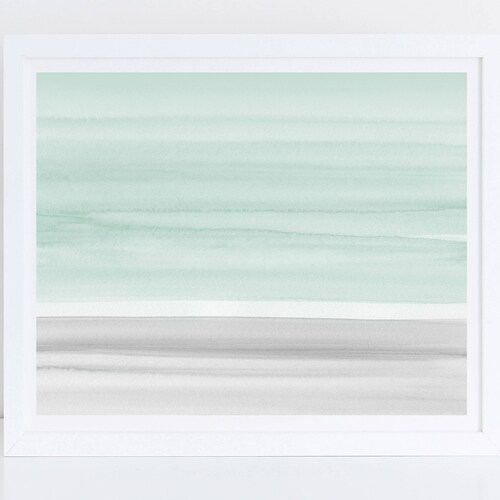 Mint Green Wall Art Printable Abstract Art Green and Gray | Etsy