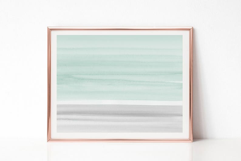 Mint Green Wall Art Printable Abstract Art Green and Gray - Etsy