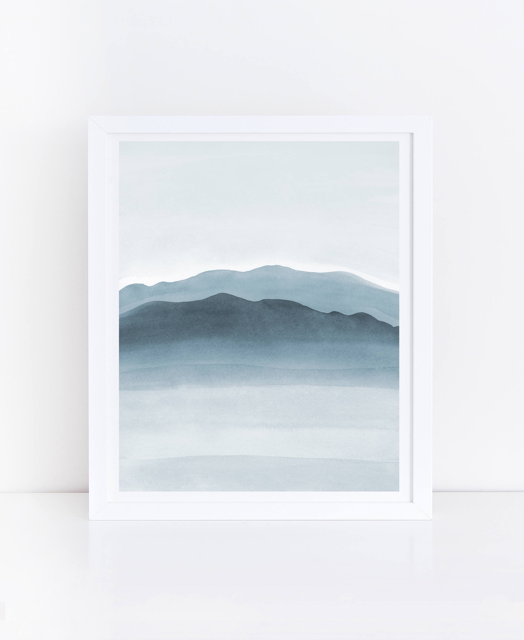 Blue Mountain Print Printable Watercolor Art Blue Wall Art - Etsy