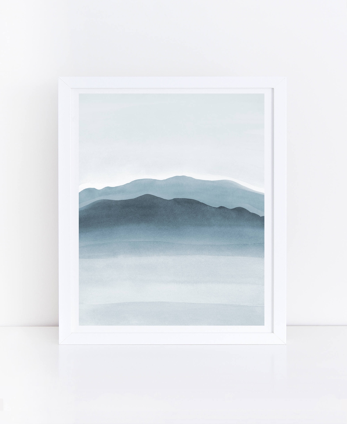 Blue Mountain Print Printable Watercolor Art Blue Wall Art | Etsy