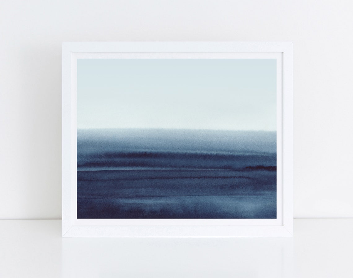 Blue Print Printable Wall Art Horizontal Wall Art Abstract | Etsy