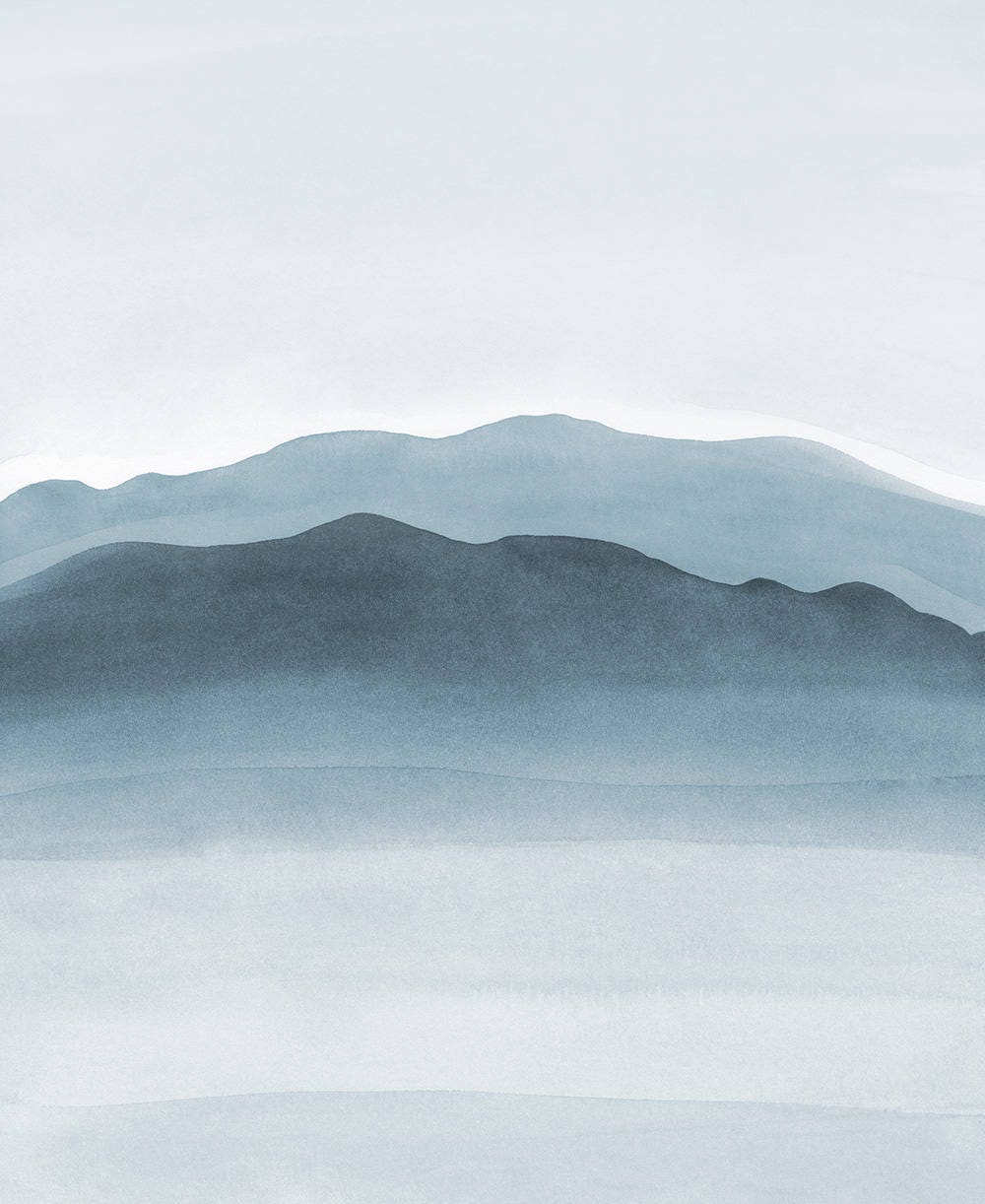 Blue Mountain Print Printable Watercolor Art Blue Wall Art | Etsy