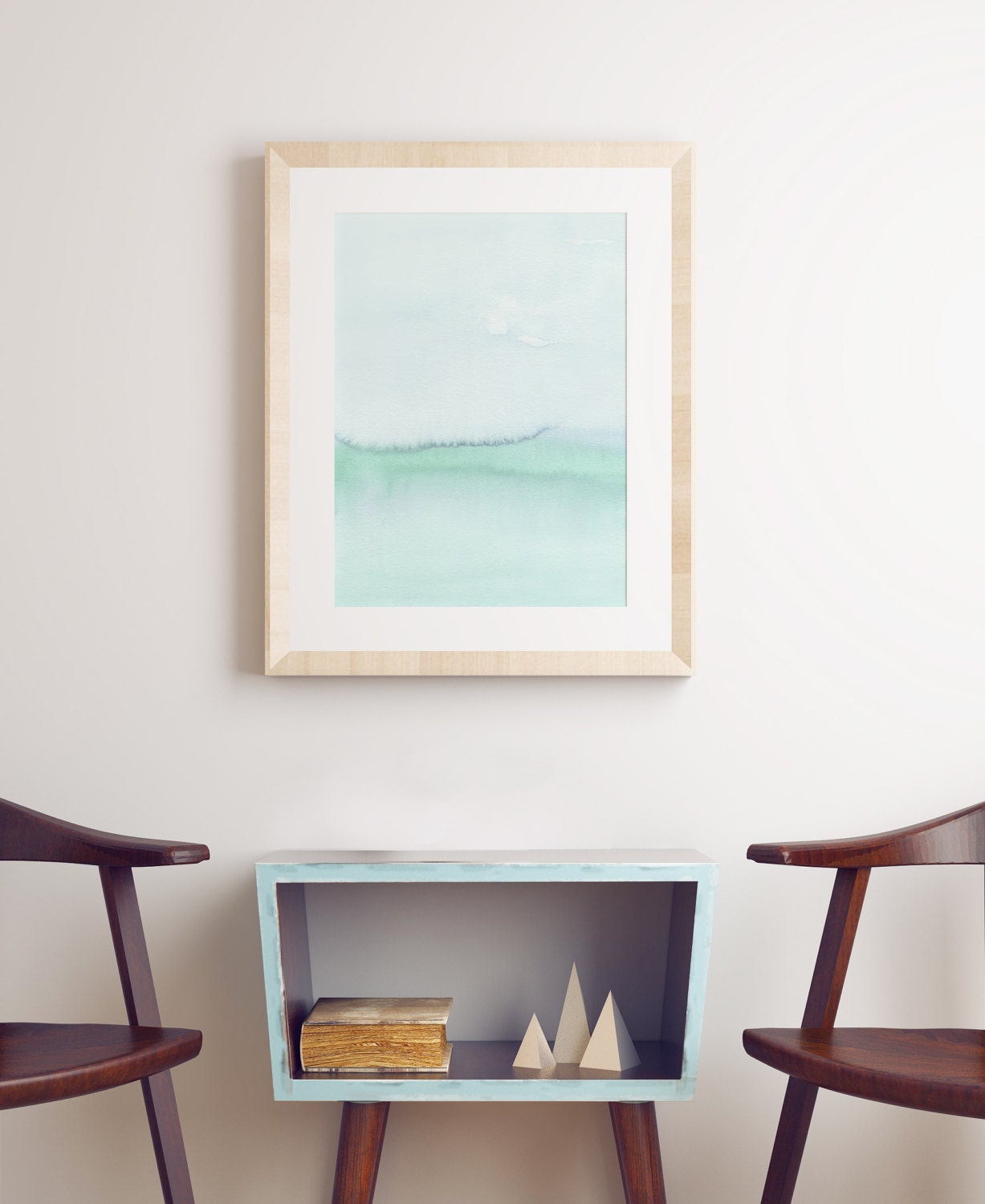Pastel Art, Mint Green Wall Art, Mint Green Art, Watercolor Art, Light ...