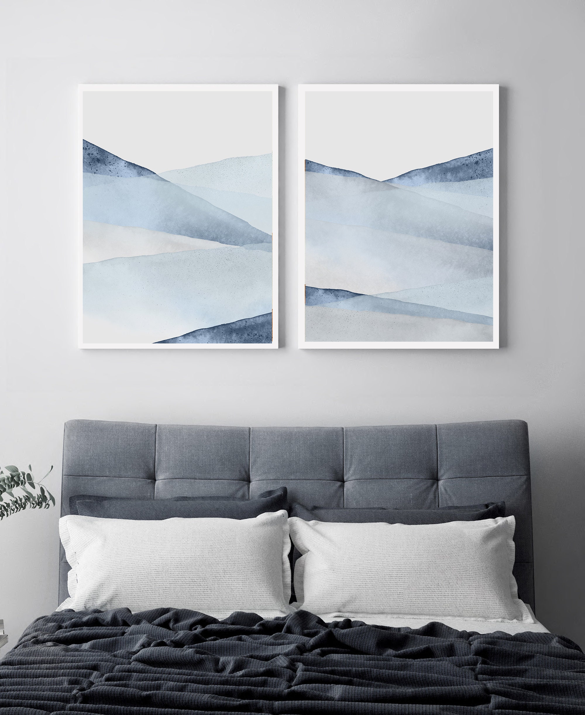 Blue Bedroom Wall Art PRINTABLE Wall Art Set of 2 Prints - Etsy