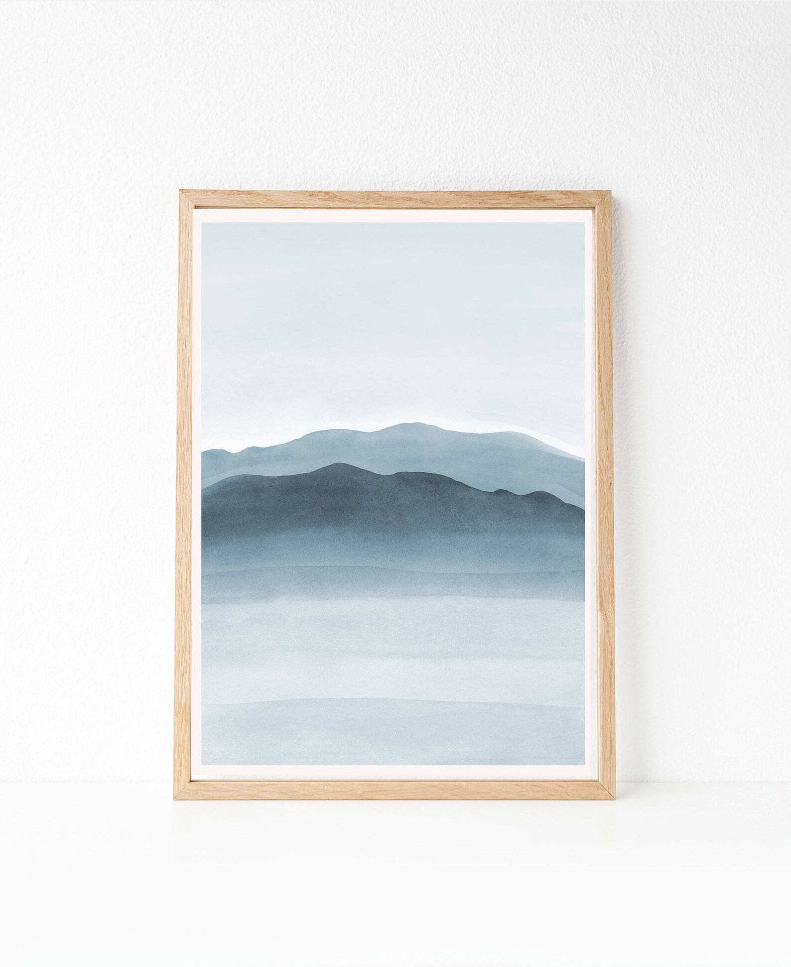 Blue Mountain Print Printable Watercolor Art Blue Wall Art | Etsy