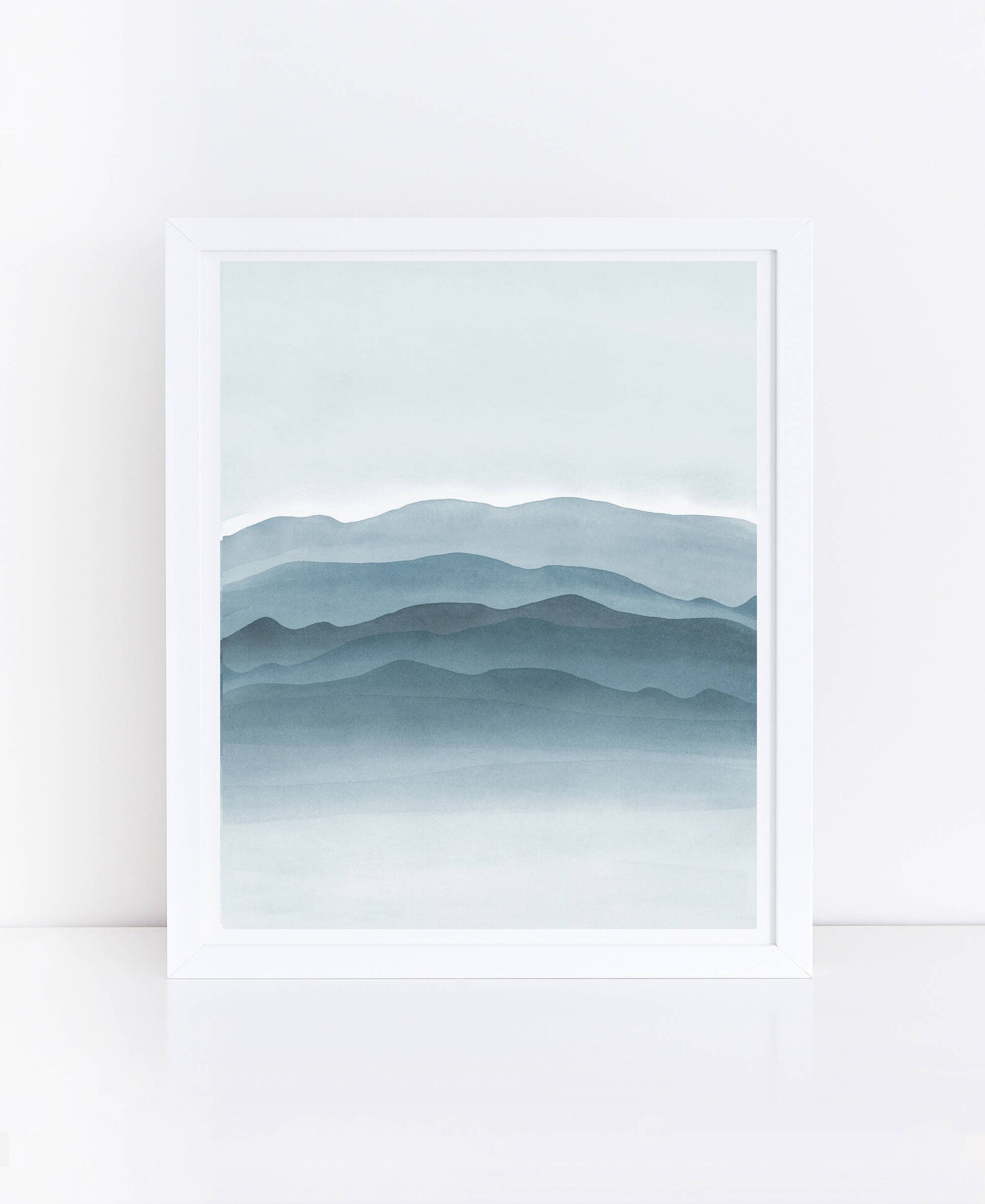 Watercolor Mountain Printable Watercolor Art Blue Wall Art | Etsy