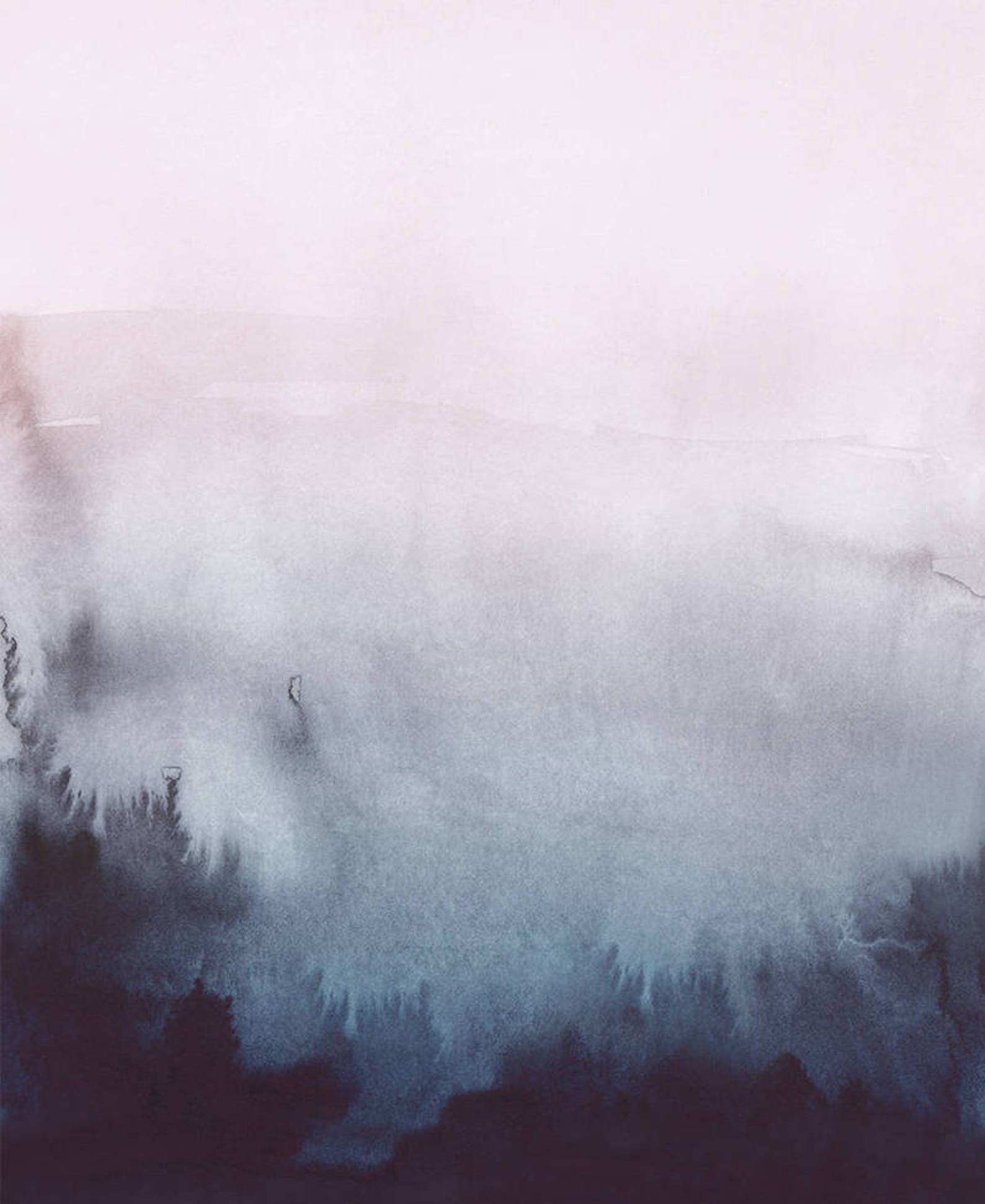 Pink Blue Abstract Art, Blue Pink Watercolor Print, Watercolor ...