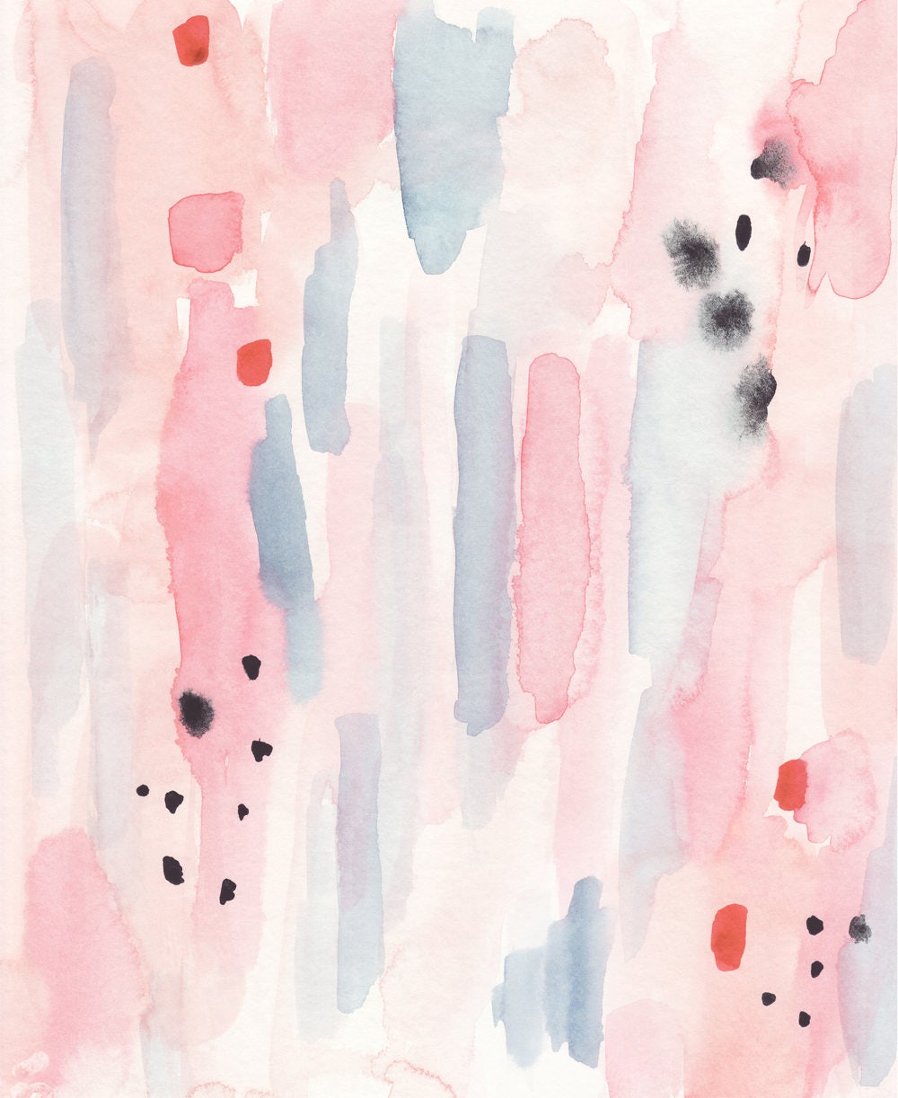 Printable Pink Blue Print, Pink Blue Abstract Art, Pink Watercolor ...