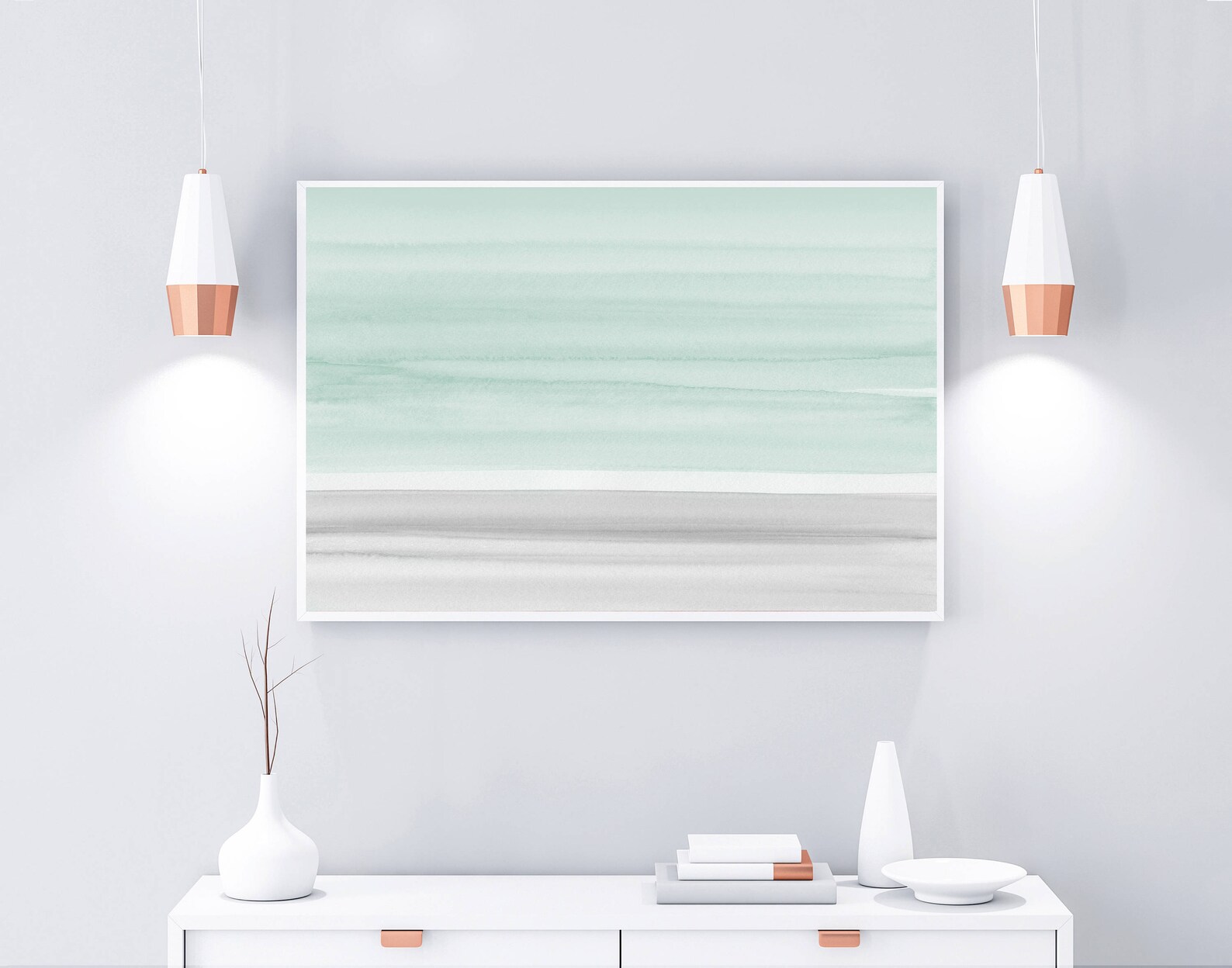 Mint Green Wall Art Printable Abstract Art Green and Gray | Etsy