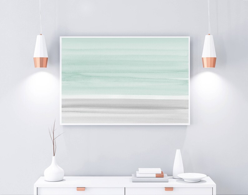 Mint Green Wall Art Printable Abstract Art Green and Gray - Etsy