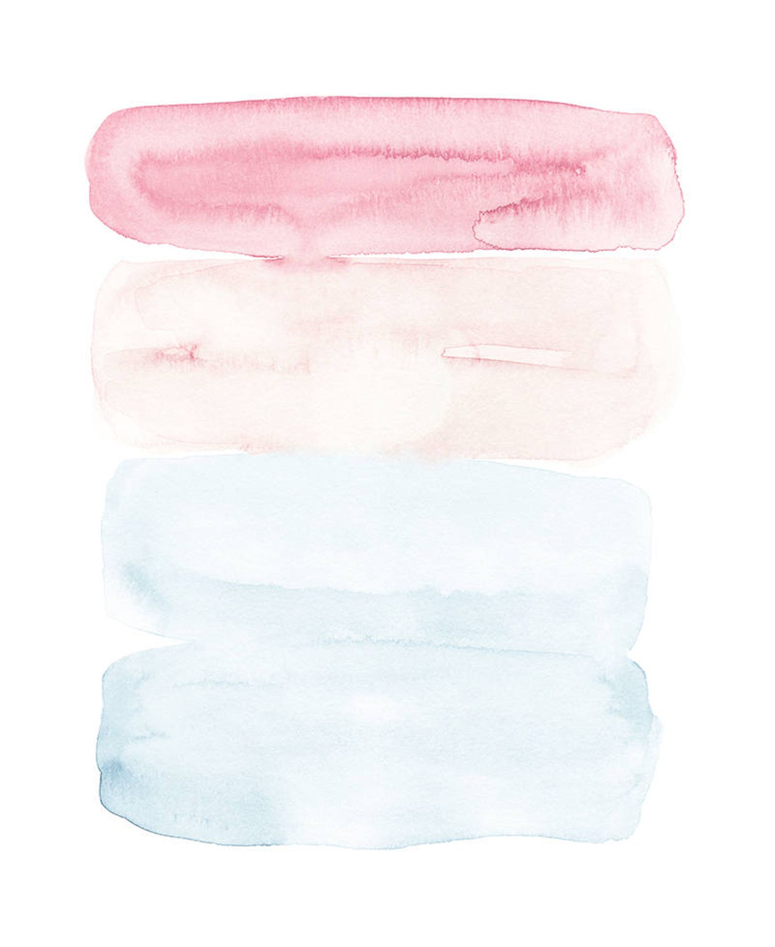 Pink and Blue Watercolor Art, Printable Watercolor, Brush Strokes Wall ...