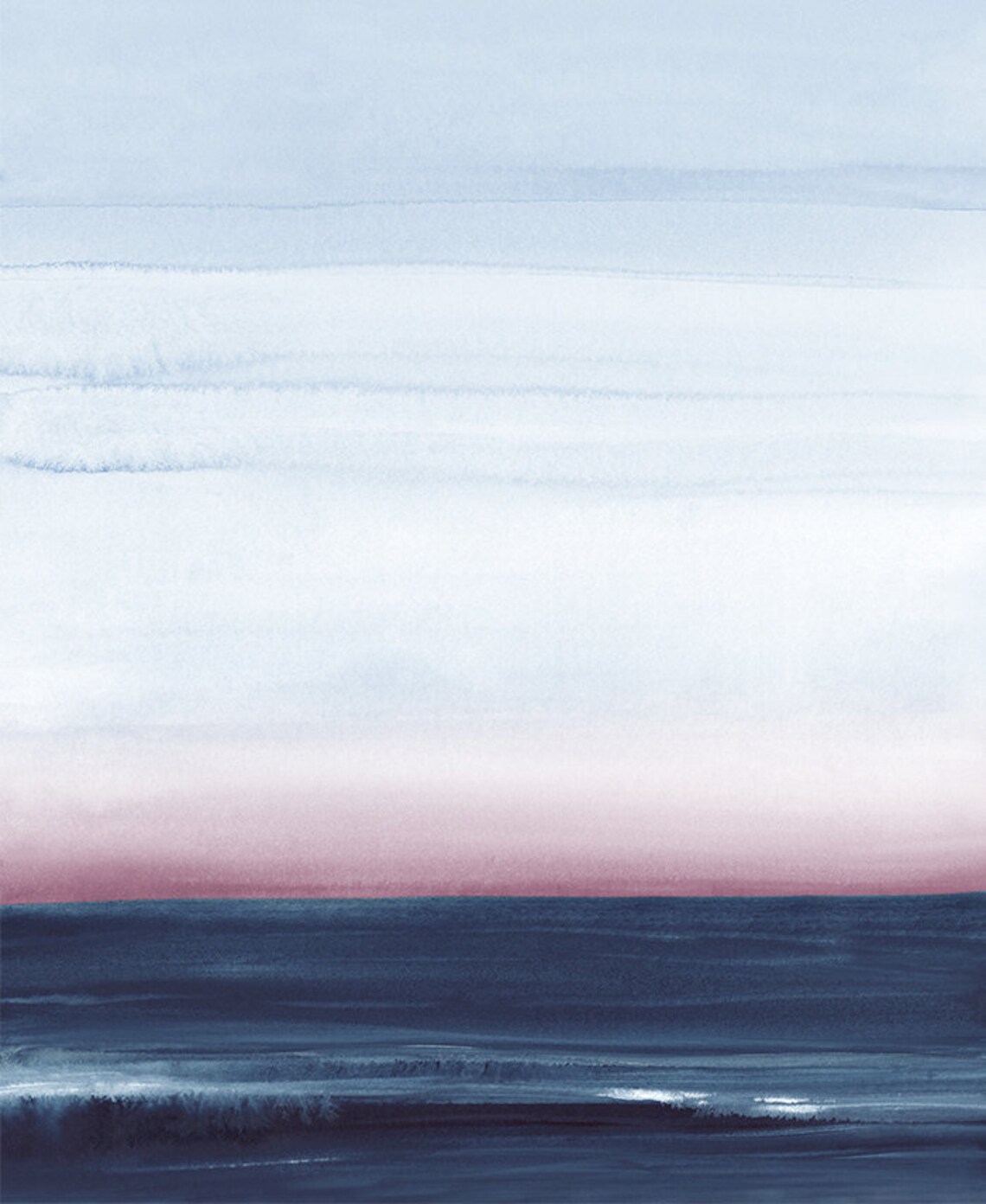 Pink Blue Print PRINTABLE Wall Art Seascape Print Bedroom - Etsy