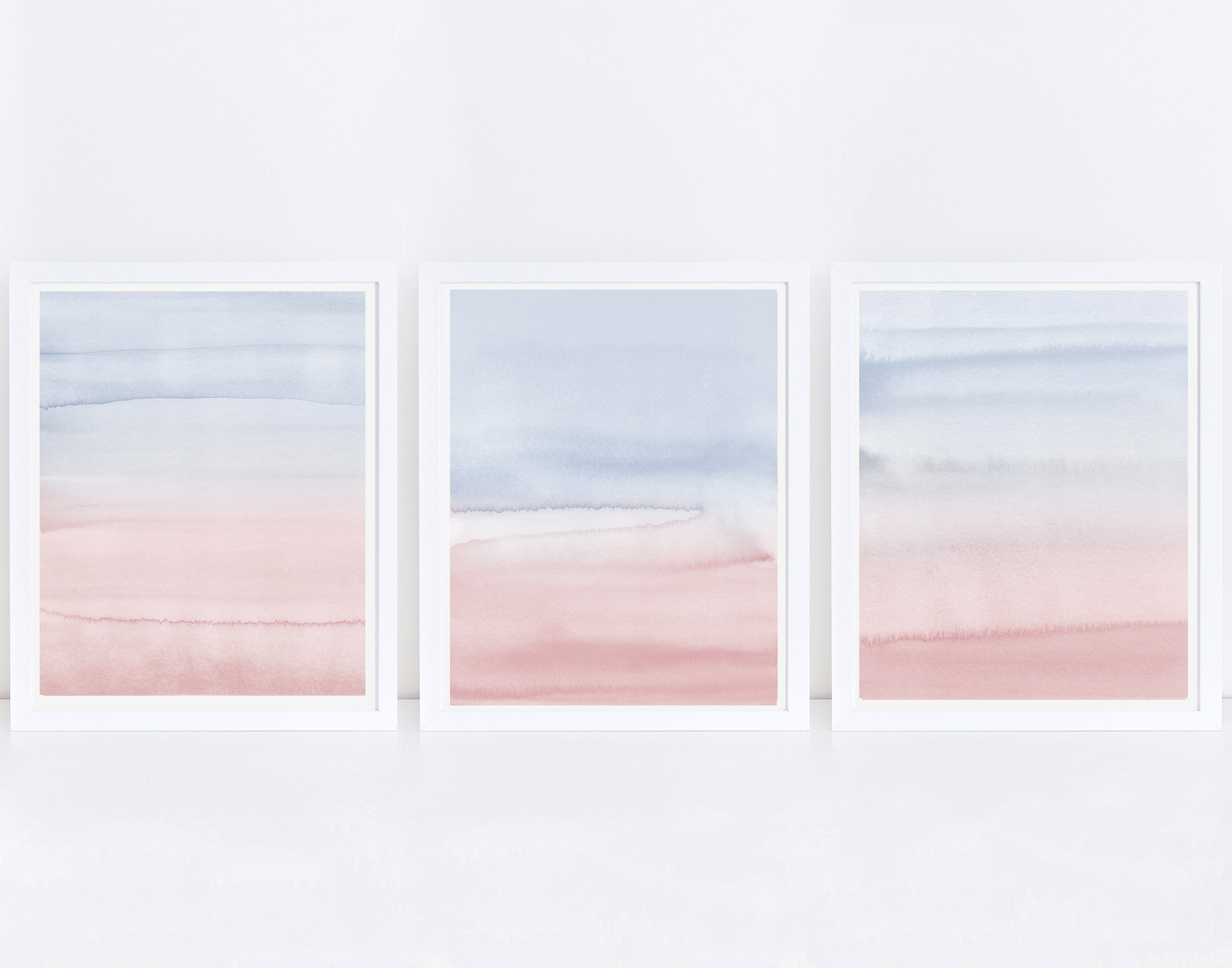 Set of 3 Prints PRINTABLE Print Set Pink Blue Wall Art | Etsy