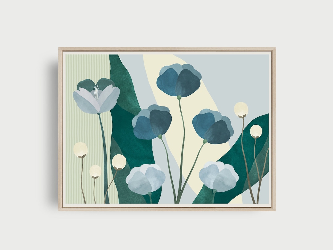Blue Flowers Print, Watercolor Floral Print, Modern Nature Prints ...