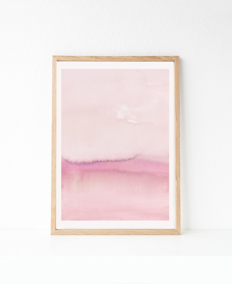 Pink Abstract Art, Pink Watercolor Print, Blush Print, Modern Abstract ...