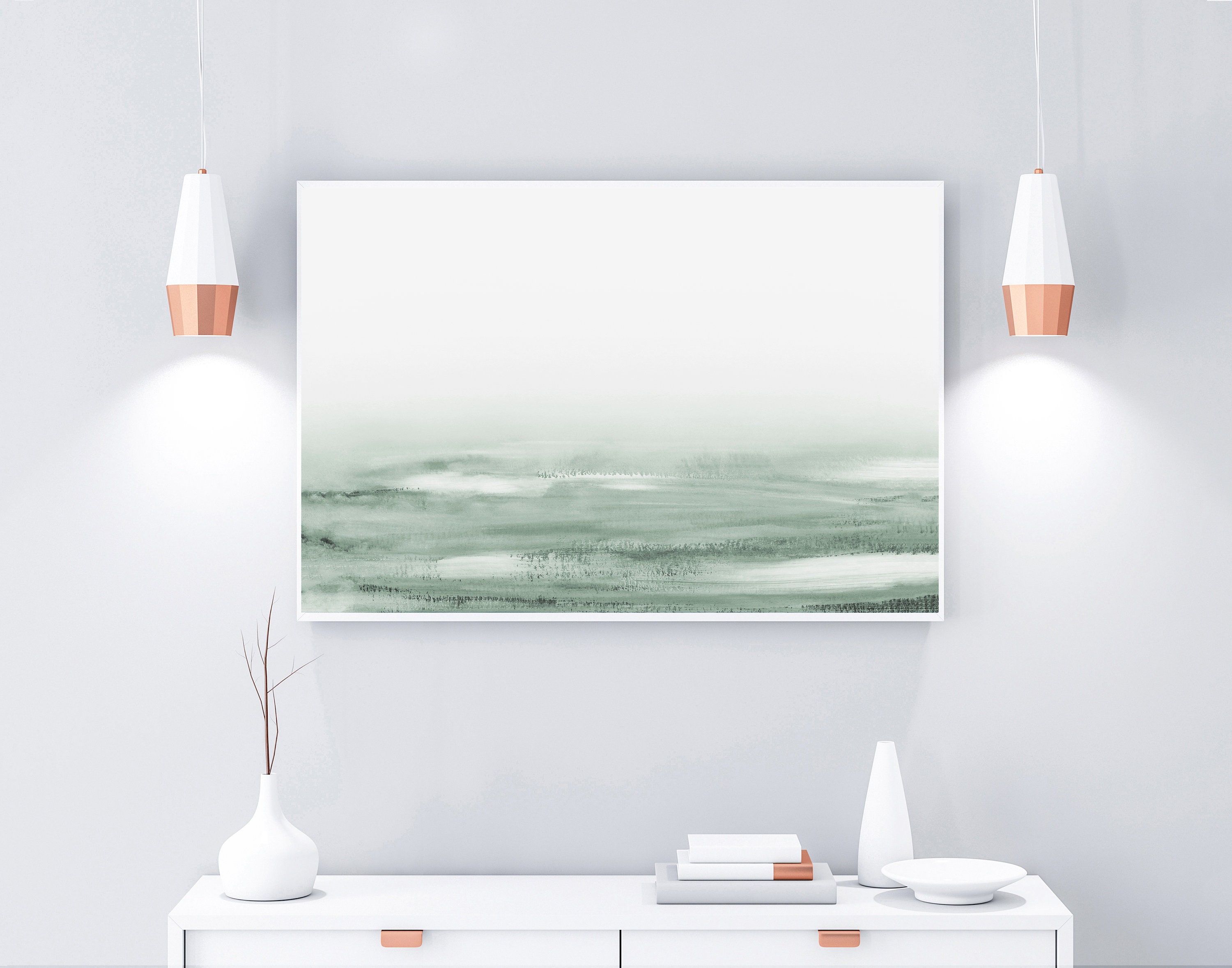 Horizontal Print Printable Wall Art Green Wall Art Green | Etsy