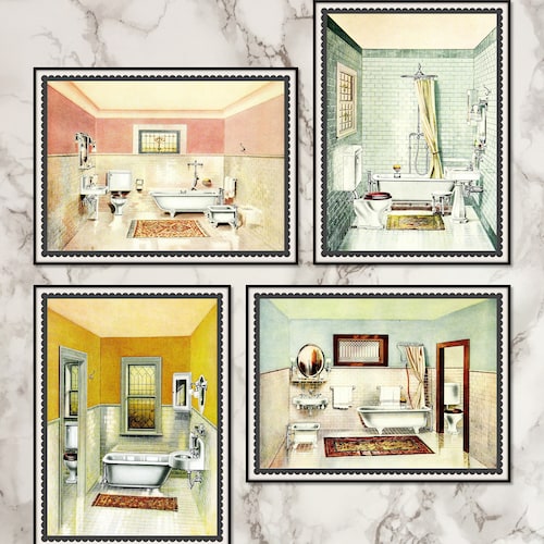 Vintage Illustration BATHROOM ART PRINT Poster Wall Picture - Etsy