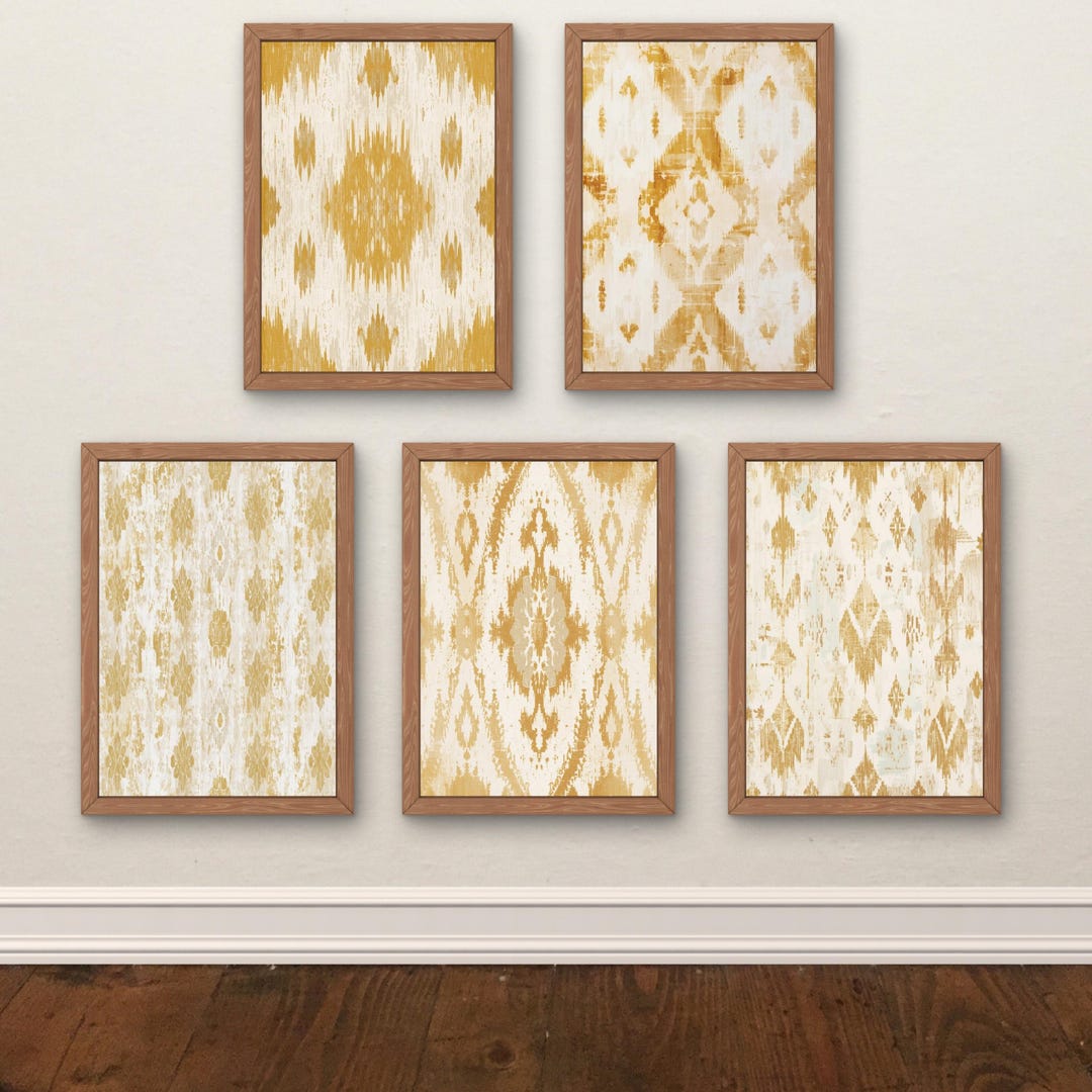 Mustard Yellow Ikat Textile Printable Poster Set - Etsy