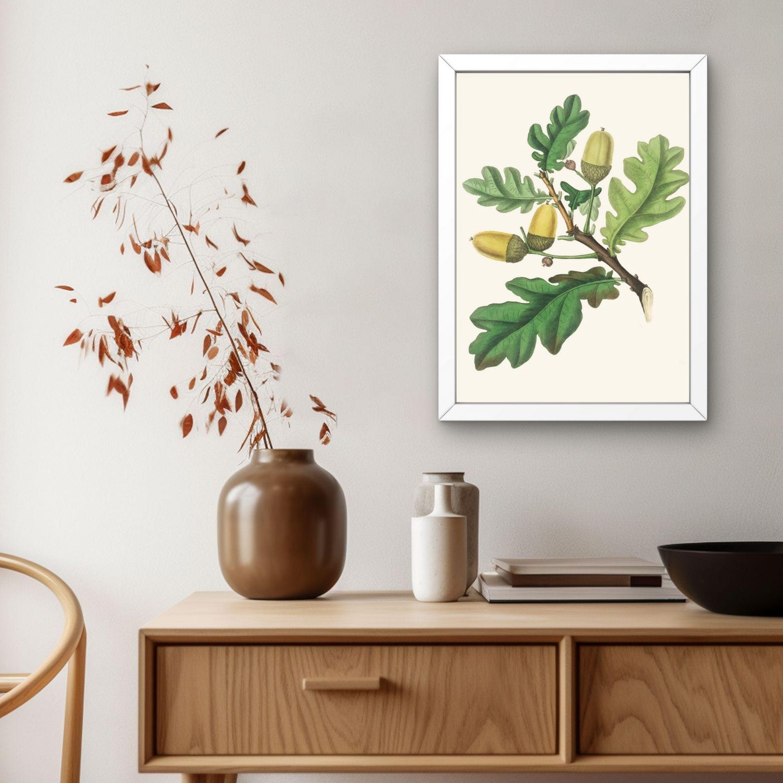 Acorns and Oak Leaves Printable Autumn Wall Art. Popular Right Now! - Etsy