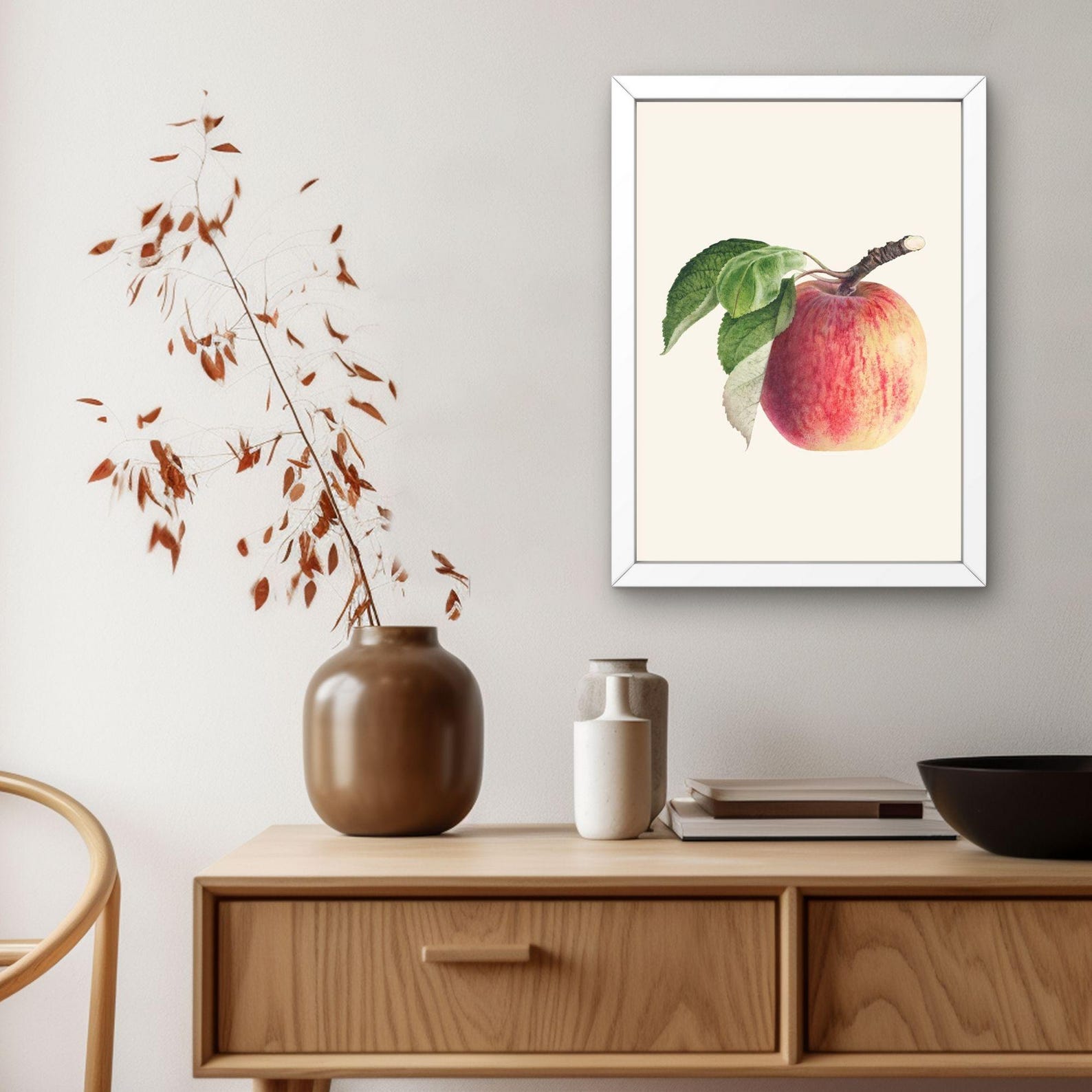 Fall Art Fruit Painting Featuring Apple Kitchen Decor. - Etsy