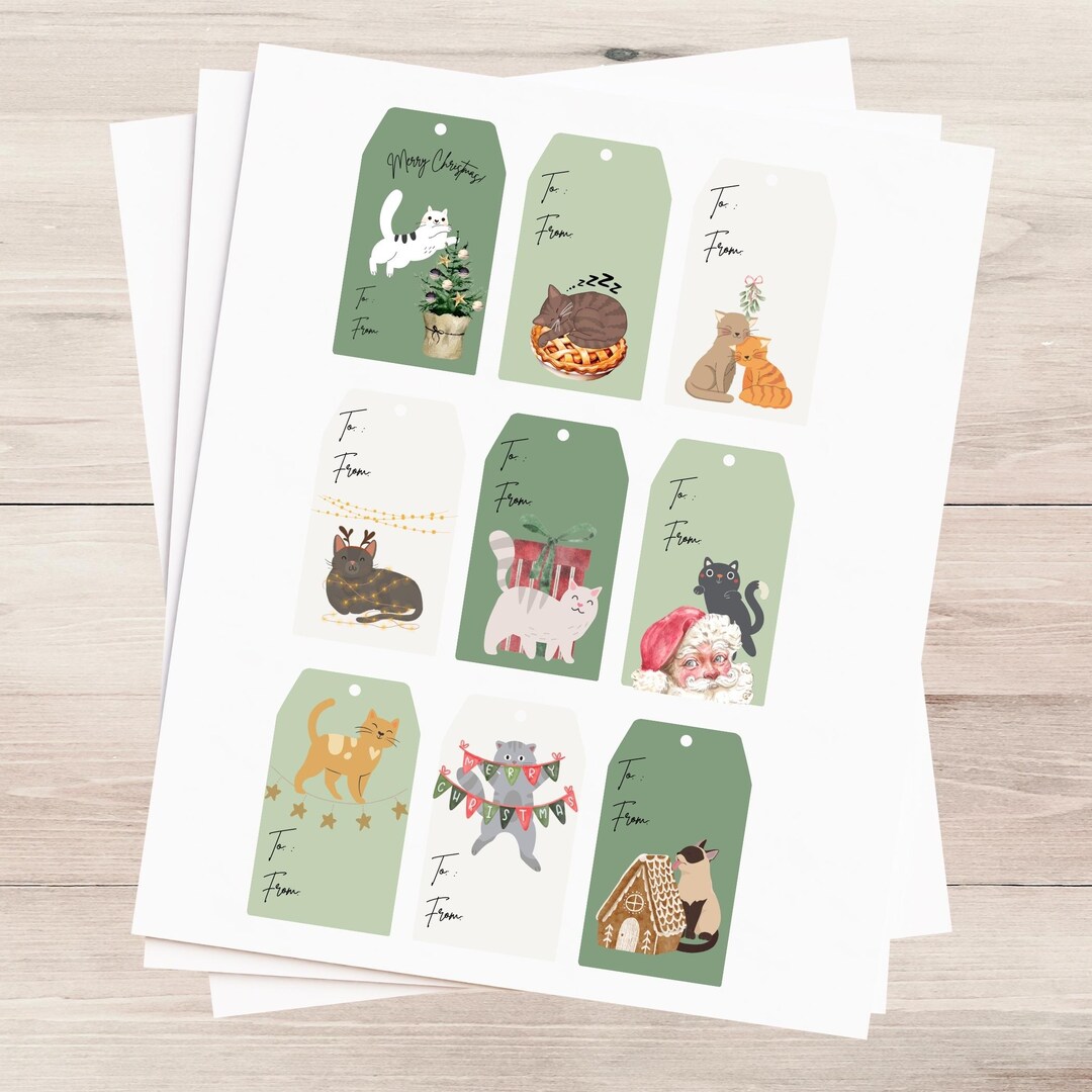 Set of Printable Crazy Cat Lady Gift Tags. Christmas Tags for Digital ...