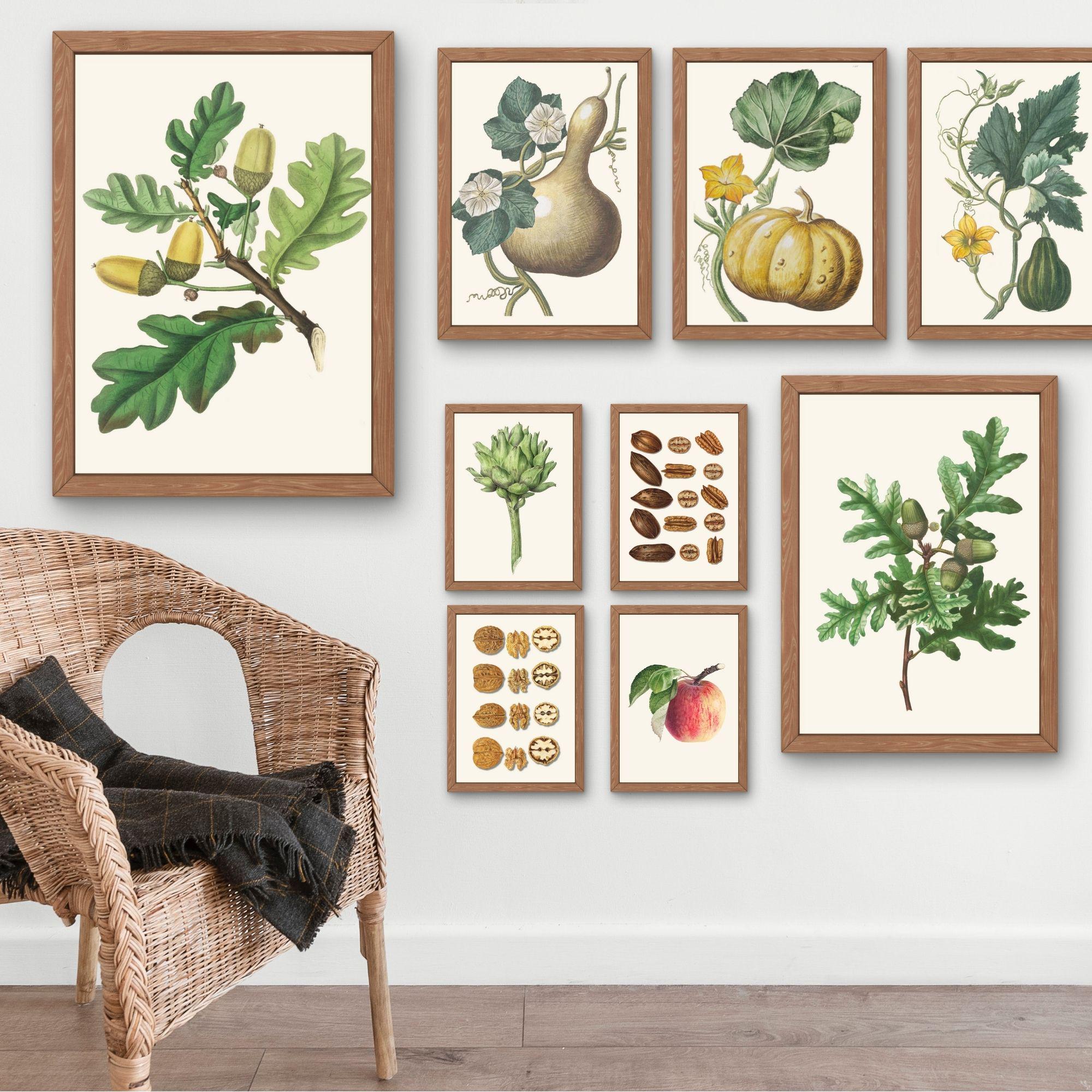Acorns and Oak Leaves Printable Autumn Wall Art. Popular Right Now! - Etsy