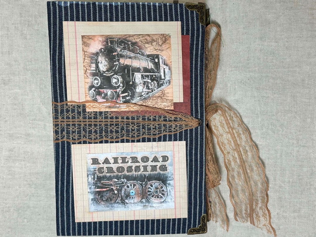 Vintage Railroad Journal _ Handmade Junk Journal _ LIGHTLY EMBELLISHED ...