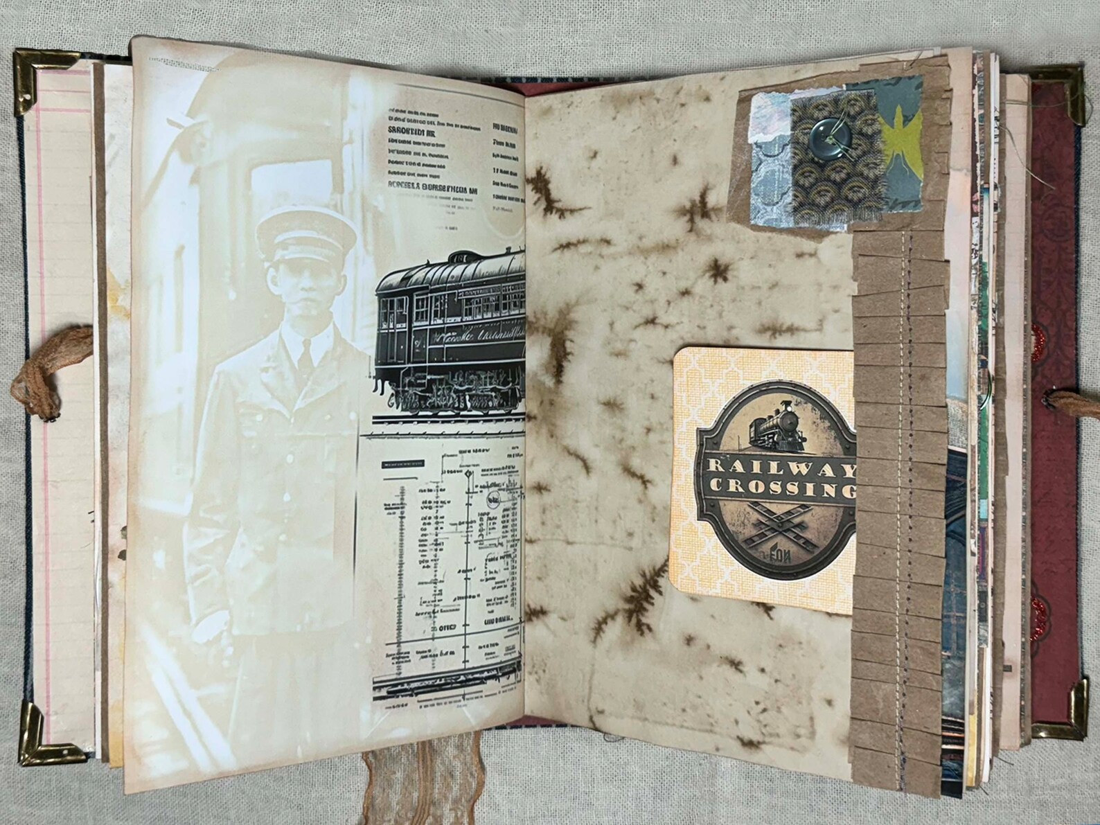 Vintage Railroad Journal _ Handmade Junk Journal _ LIGHTLY EMBELLISHED ...