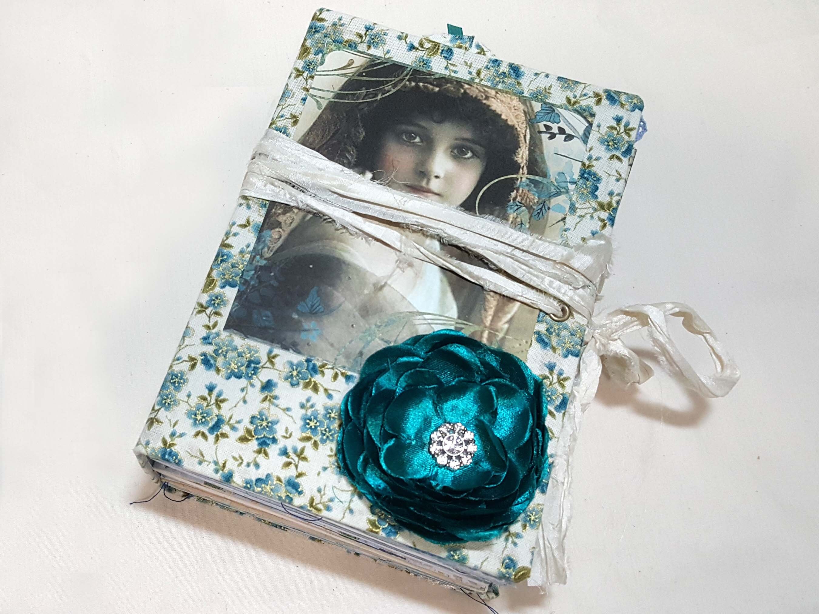 Shabby Blue Journal _ Handmade Junk Journal Blue Floral - Etsy