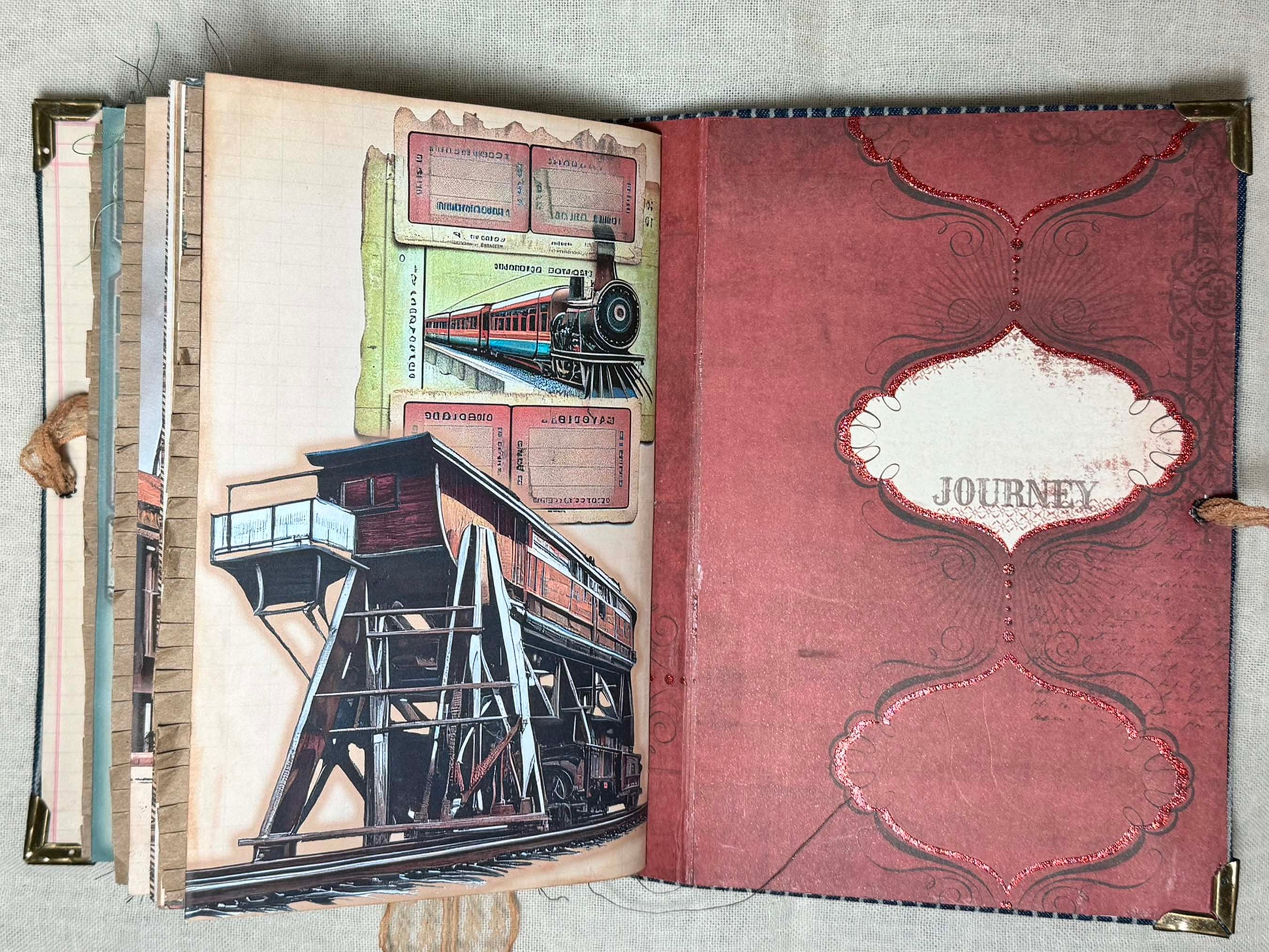 Vintage Railroad Journal _ Handmade Junk Journal _ LIGHTLY EMBELLISHED ...