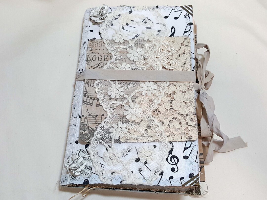 Vintage Musical Themed Journal _ Handmade Junk Journal, Musical Notes ...