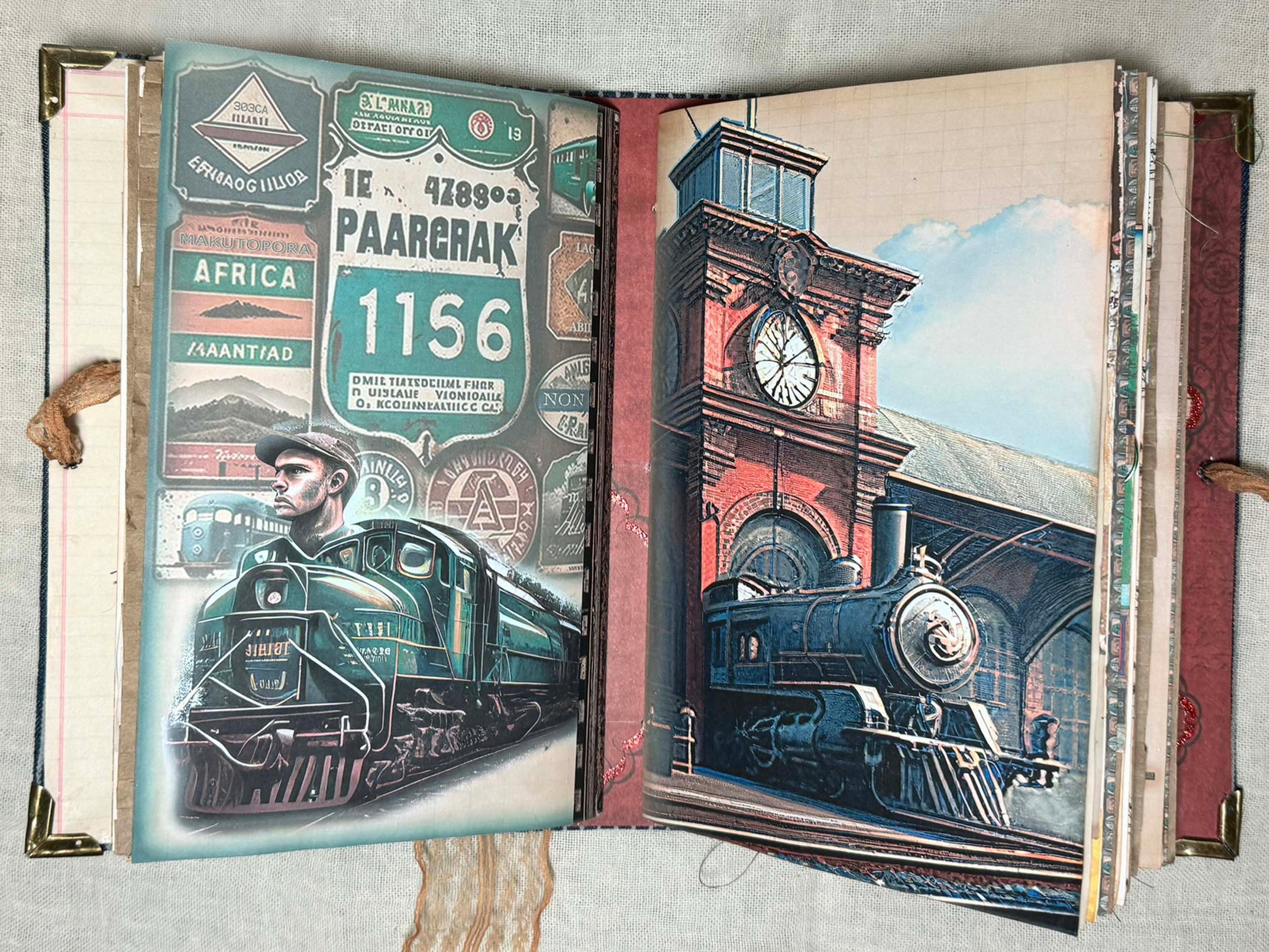 Vintage Railroad Journal _ Handmade Junk Journal _ LIGHTLY EMBELLISHED ...