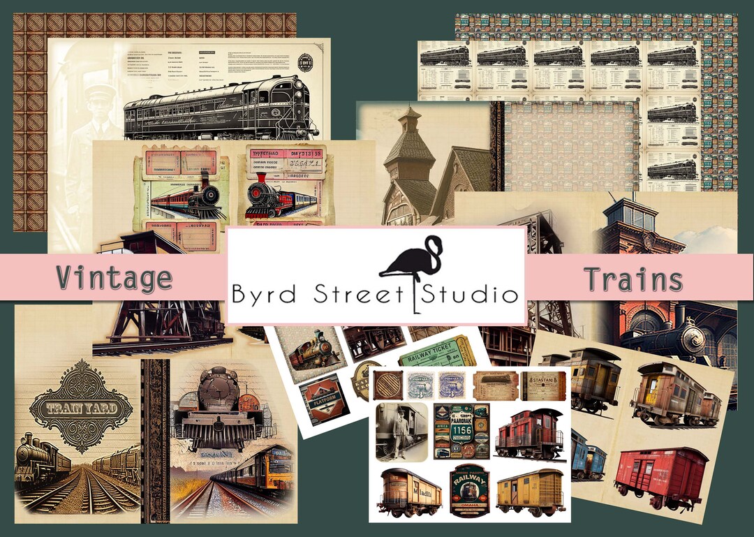 Vintage Train Journal Digital Kit, Railroad Printable, Rolling Stock ...
