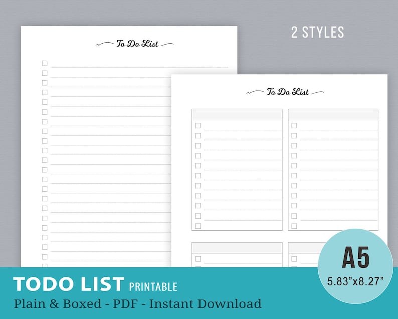 To Do List Printable, Todo Checklist, A5 Planner Inserts, Agenda ...