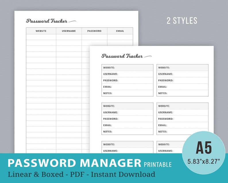 Password Manager, Password Tracker, Password Planner Printable ...