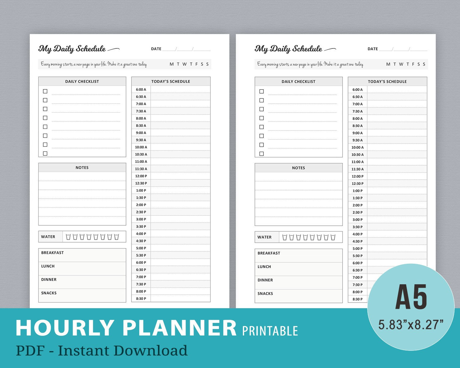 Hourly Planner Inserts, Timed Planner Printable, Daily Schedule, Day ...