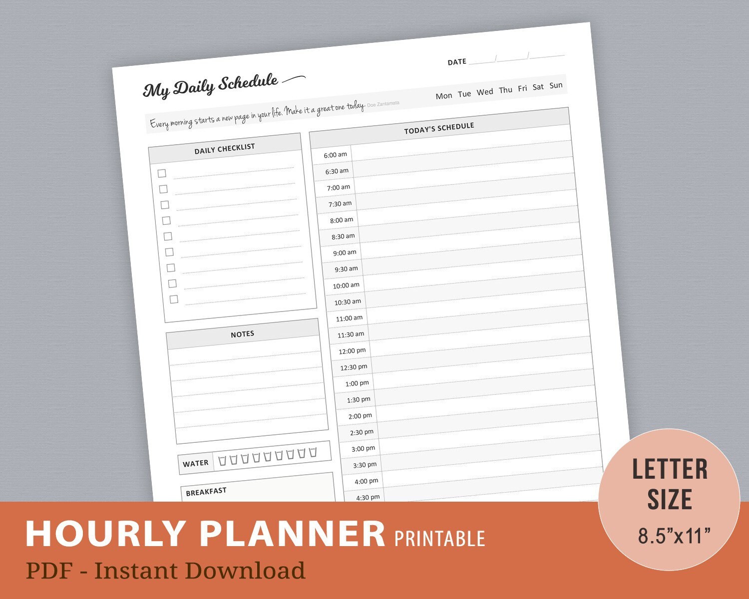 Hourly Planner Inserts, Hourly Planner Printable, Daily Schedule, Day ...