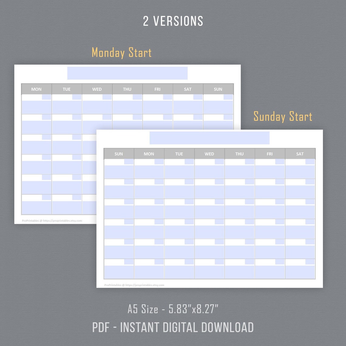 Editable Calendar Template, Printable Monthly Calendar, Sunday Start ...