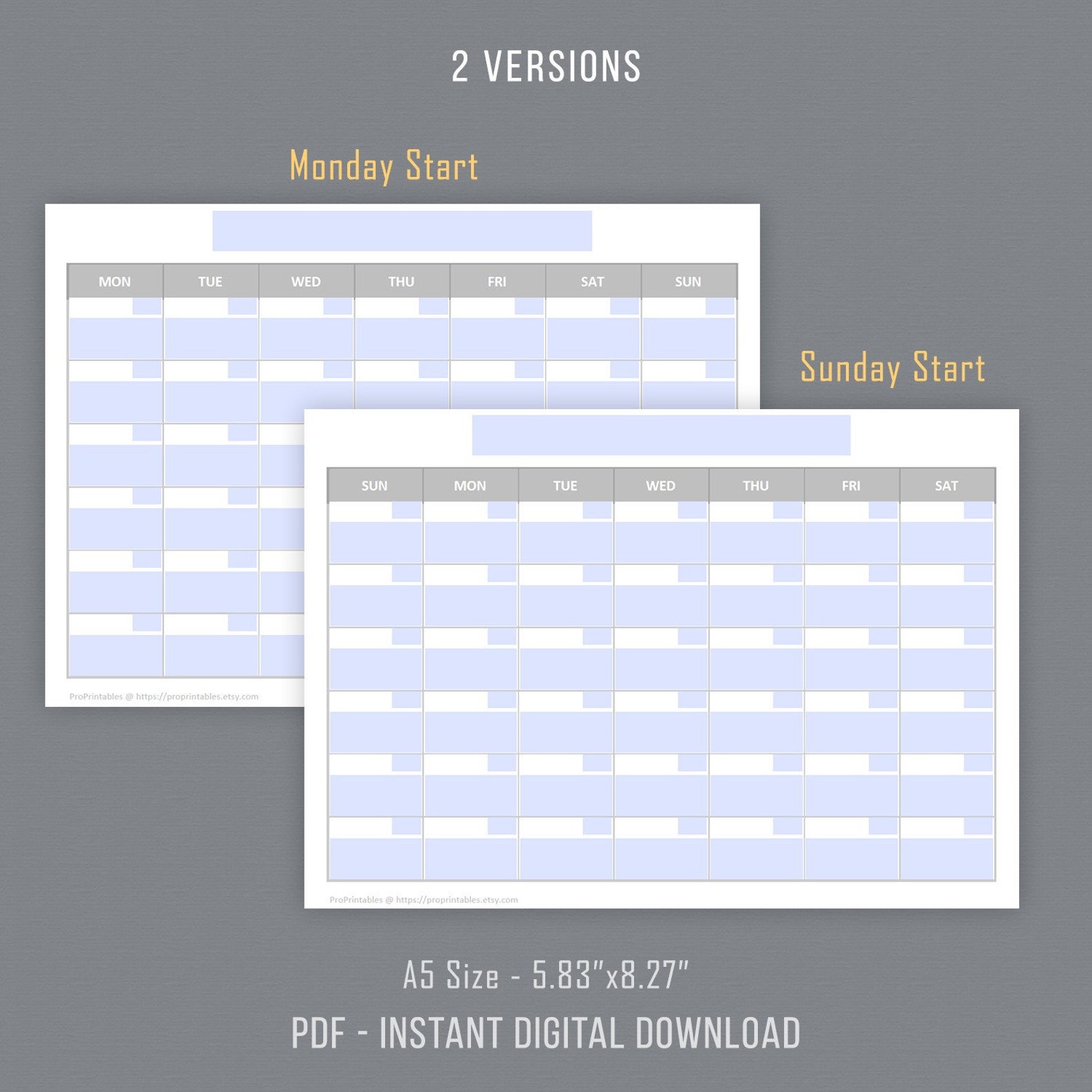 Editable Calendar Template, Printable Monthly Calendar, Sunday Start ...